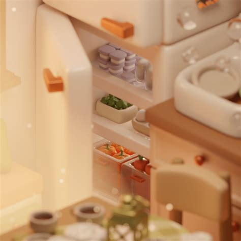 3d Isometric Scene Cute Kitchen On Behance