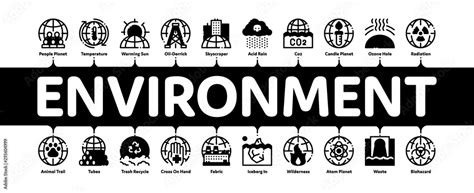 Environmental Problems Minimal Infographic Web Banner Vector
