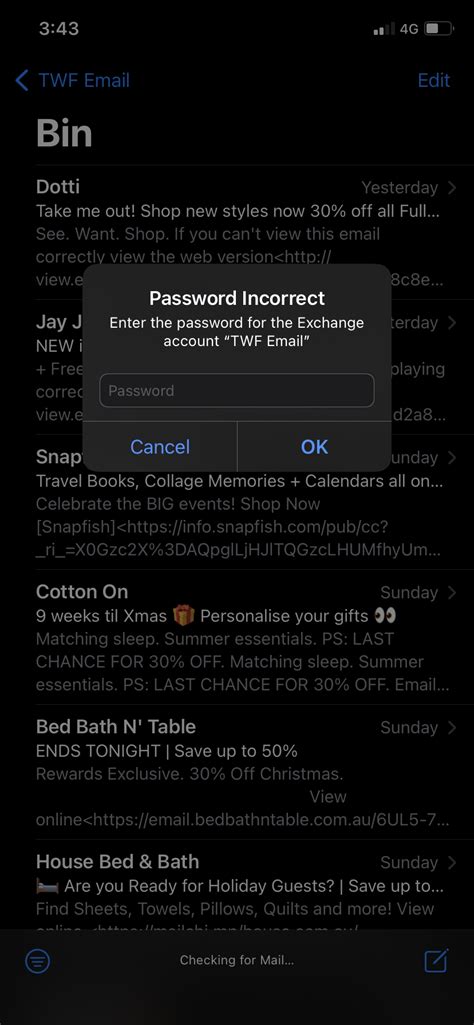 Password Incorrect For Exchange Email Apple Community