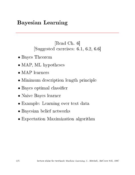 Unit 3 Ppt Mmm Bayesian Learning Read Ch 6 Suggested Exercises