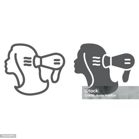 건조 한 라인과 문양 아이콘 미용사 및 블 로우 드라이어 헤어 드라이어 기호 벡터 그래픽 흰색 배경에 선형 패턴을 불어 10에