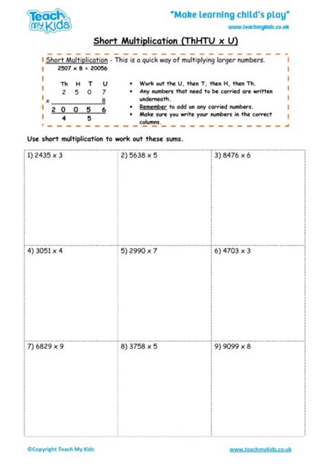 Short Multiplication ThHTU X U TMK Education