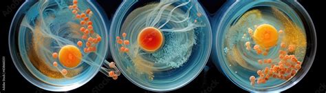 Foto De Macro Image Displays A Chaotic Yet Hypnotizing View Of Vibrant Microscopic Organisms