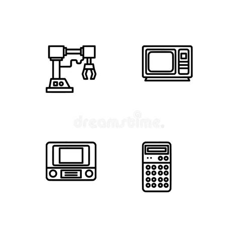 Retro Tech And Gadets Set Outline Icon Eps 10 Vector Format