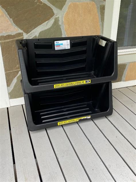 Blue Hawk Pair Of Heavy Duty Stackable Storage Bins