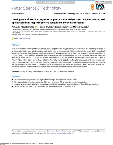 Pdf Development Of Psaps Tio2 Nanocomposite Photocatalyst Structure