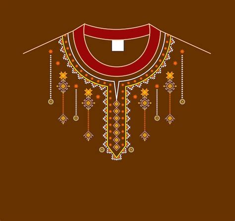 Premium Vector Neck Design Embrodery Style In Brown Colour With Flat