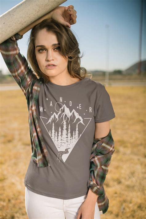 Womens Wander T Shirt Hipster Nature Shirt Mountains Etsy