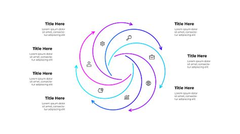 Line Infographic Diagram Featuring A Circular Workflow With 7 Arrows And Icons Business Concepts