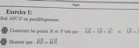 Solved Sujet Exercice 1 Soit Abcd Un Parallélogramme Vector Am