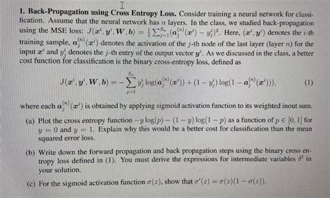 Solved 7 Ii 1 Back Propagation Using Cross Entropy Loss