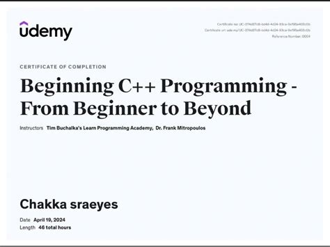 Chakka Sraeyes On Linkedin Lve Recently Completed The Beginning C Programming From