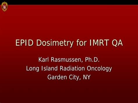 Epid Dosimetry For Imrt Qa Sun Nuclear