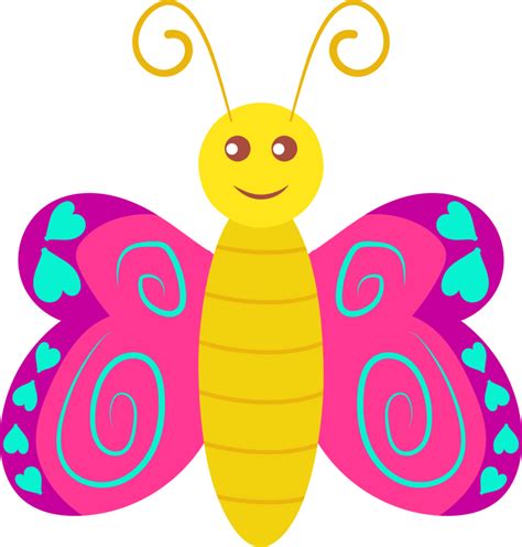 Borboleta Dos Desenhos Animados Ilustração Colorida Desenhada à Mão