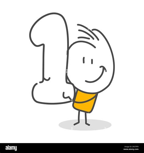 Stick Figures Numbers Isolated On White Background Hand Drawn Doodle