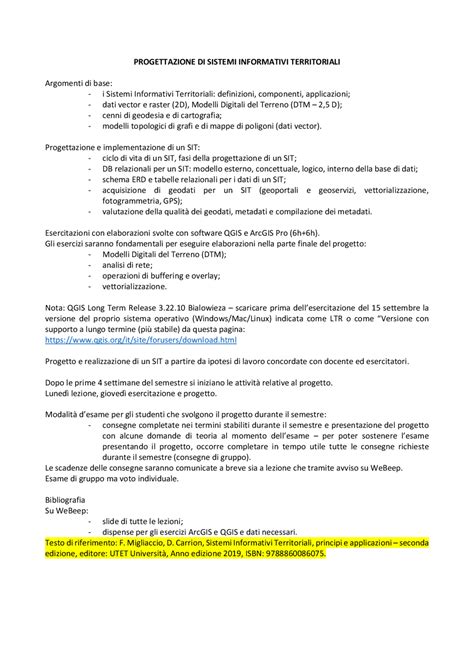 Progettazione Di Sistemi Informativi Territoriali Dispense Di Sistemi