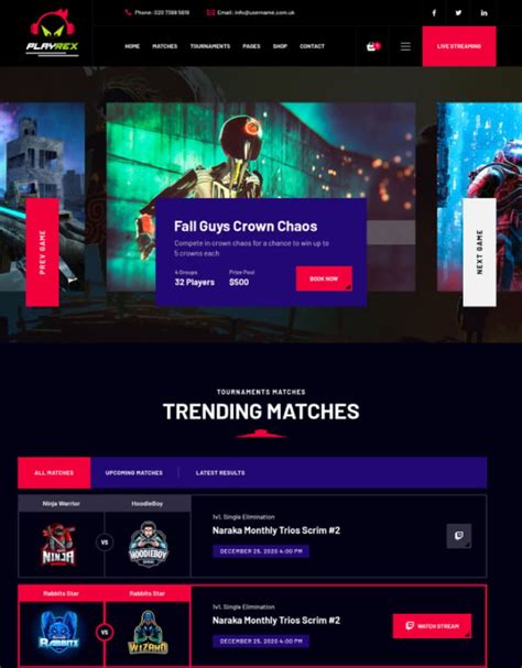 Playrex Esports And Gaming Clan Html Template Site Templates Ft Sport And Health And Wellness