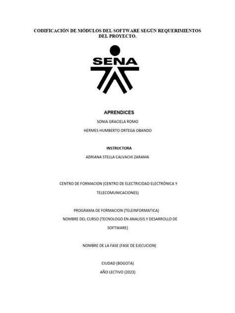 Codificación De Módulos Del Software Según Requerimientos Del Proyecto