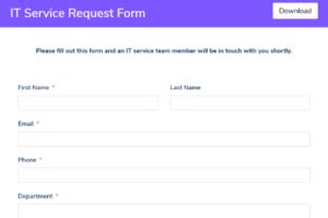 IT Service Request Form Fluent Forms