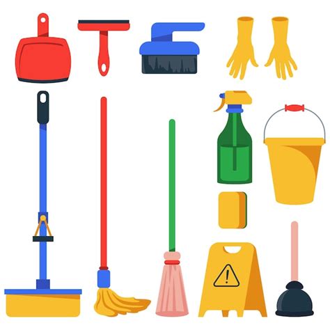 Premium Vector Cleaning Tools Vector Set Isolated On A White Background