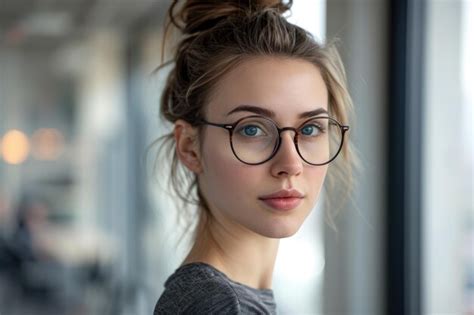 Premium Photo Woman Wearing Glasses Looking Out Window