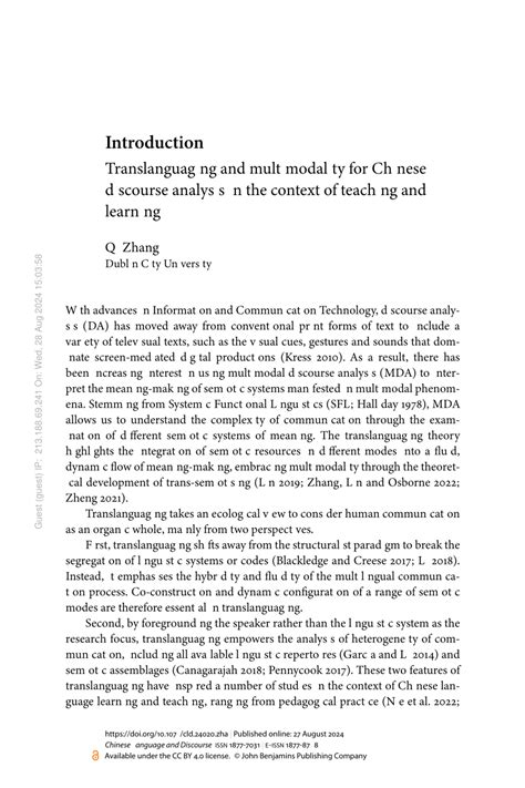 Pdf Introduction Translanguaging And Multimodality For Chinese Discourse Analysis In The
