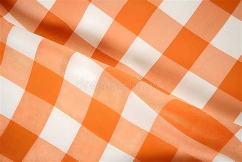 Orange And White Checkered Fabric Texture Stock Illustration