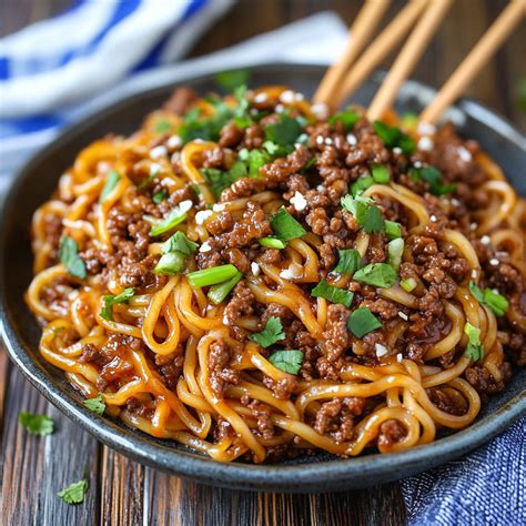Mongolian Ground Beef Noodles