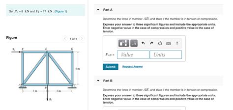 Solved Part A Set P1 8 Kn And P2 17 Kn Figure 1 Determine