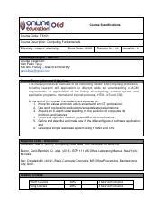 Syllabus Computing Fundamentals Pdf Course Specifications Course Code IT6101 Course
