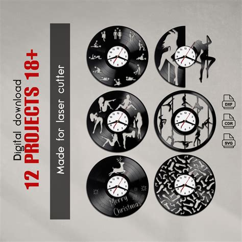 Sexy Vinyl Clock For Cnc Laser Cutter DXF SVG CDR Vector Wall Vinyl Clock Digital Download