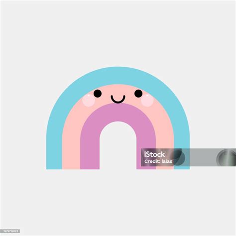 귀여운 웃는 무지개 캐릭터 아이콘입니다 카와이 만화 스타일의 벡터 그림입니다 0명에 대한 스톡 벡터 아트 및 기타 이미지 0