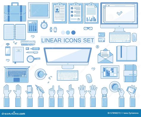 Linear Workplace Icons Collection Flat Stock Illustrations 387 Linear