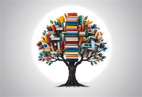 Conceptual Image Of A Tree Made Of Books Stock Illustration
