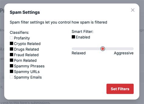 Advanced Spam Filtering Formspree Help