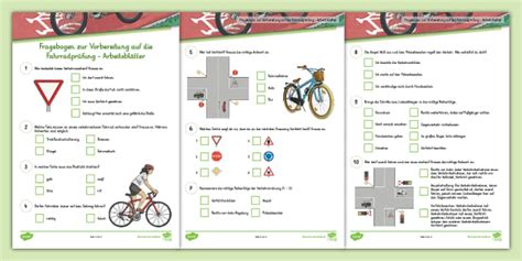 Free Fragebogen Zur Vorbereitung Auf Die Fahrradprüfung Arbeitsblätter