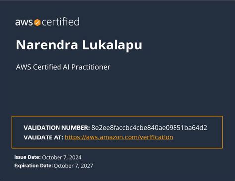Lukalapu Narendra On Linkedin Awscertified Aipractitioner Artificialintelligence