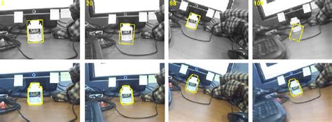 tracking results for the traditional particle filter above and the