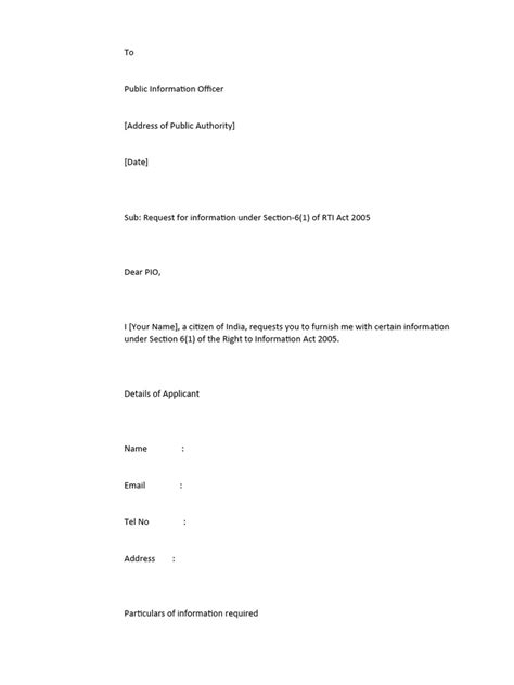 Rti Application Pdf