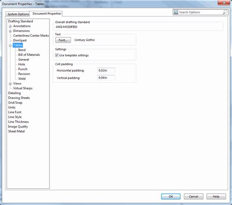 Document Properties Tables Solidworks Api Help