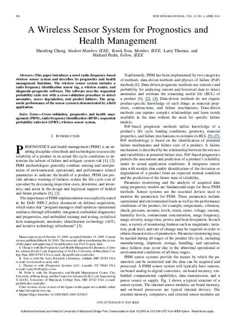 pdf a wireless sensor system for prognostics and health management