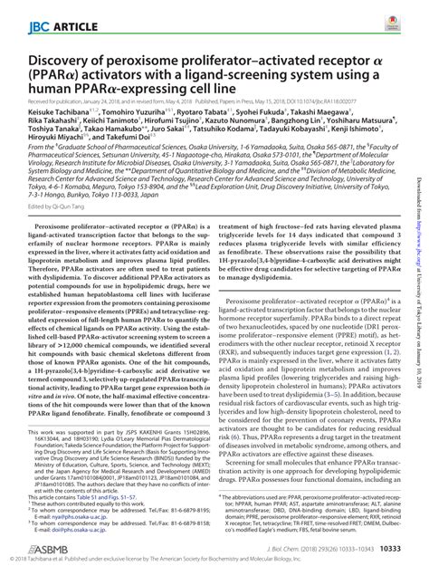 Pdf Discovery Of Peroxisome Proliferatoractivated Receptor α Pparα