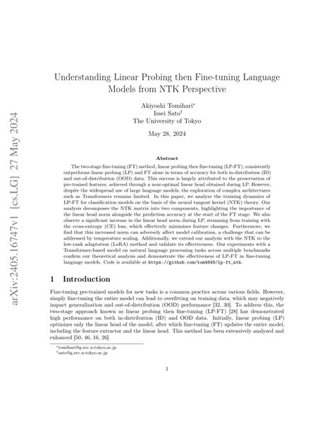 Pdf Understanding Linear Probing Then Fine Tuning Language Models