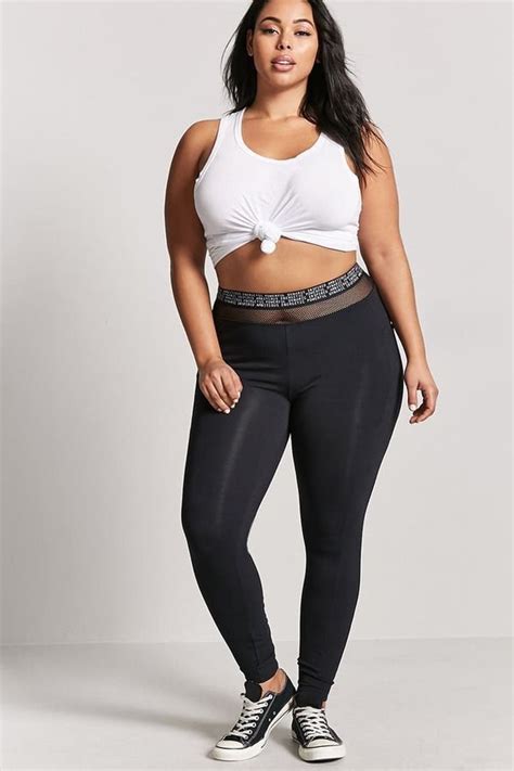 Forever 21 Forever 21 Plus Size Active Mesh Panel Leggings Plus Size Fashion Plus Size