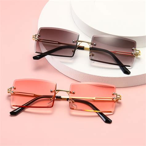 Rimless Diamond Cut Edge Sunglasses Square Cjdropshipping