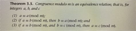 Solved Theorem 35 Congruence Modulo M Is An Equivalence