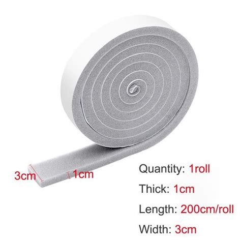 3 Cm X 200 Cm 1 Rouleau Ruban Isolant En Mousse Pour Portes Et