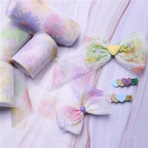 13cm 10 야드 해바라기 얇은 명주 그물 메쉬 리본 롤 메쉬 얇은 명주 그물 Diy 공예 헤어 리딩 투투 스커트 저널 웨딩