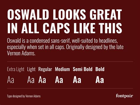 Oswald Free Sans Serif Font Fontpair