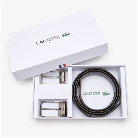 Lacoste Mens Classic Set 2 Buckles Belt Black Brown
